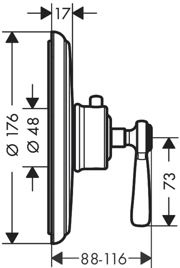 Axor Montreux - Termostat HighFlow s podomítkovou instalací s páčkovou rukojetí, kartáčovaný nikl 16824820