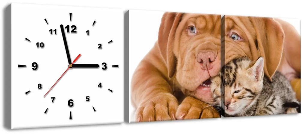 Gario Obraz s hodinami Jako kočka a pes 90x30cm Velikost: 90 x 30 cm