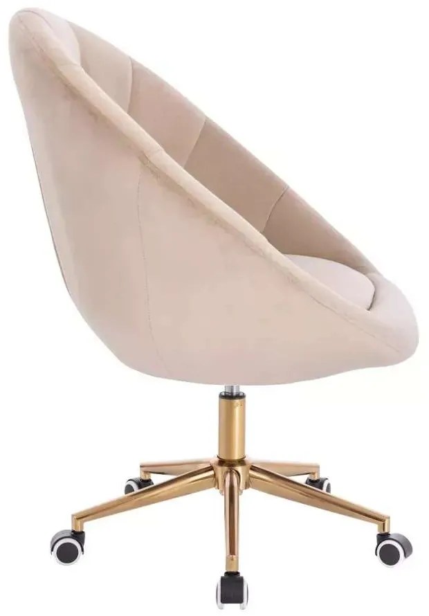LuxuryForm DESIGN Otočné křeslo VERA VELUR na zlaté podstavě s kolečky - latte