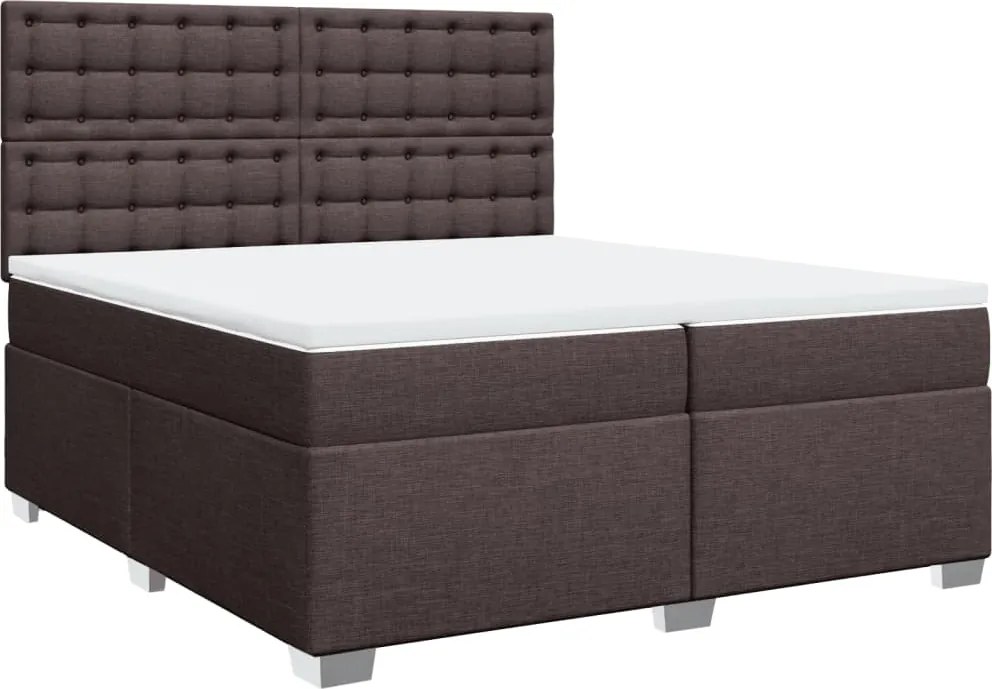 Box spring postel s matrací tmavě hnědá 200x200 cm textil 3290612