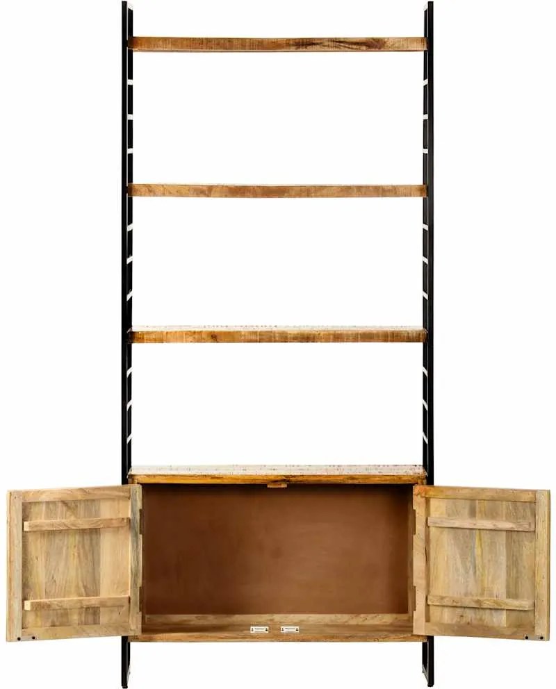 4patrová knihovna 80 x 30 x 180 cm hrubé mangovníkové dřevo 284422