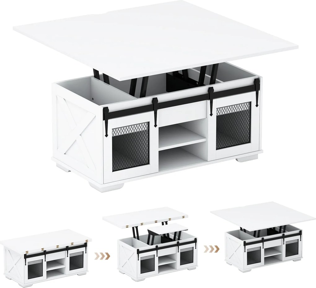 Costway Konferenční stolek s výškově nastavitelnou deskou stolu 105 cm