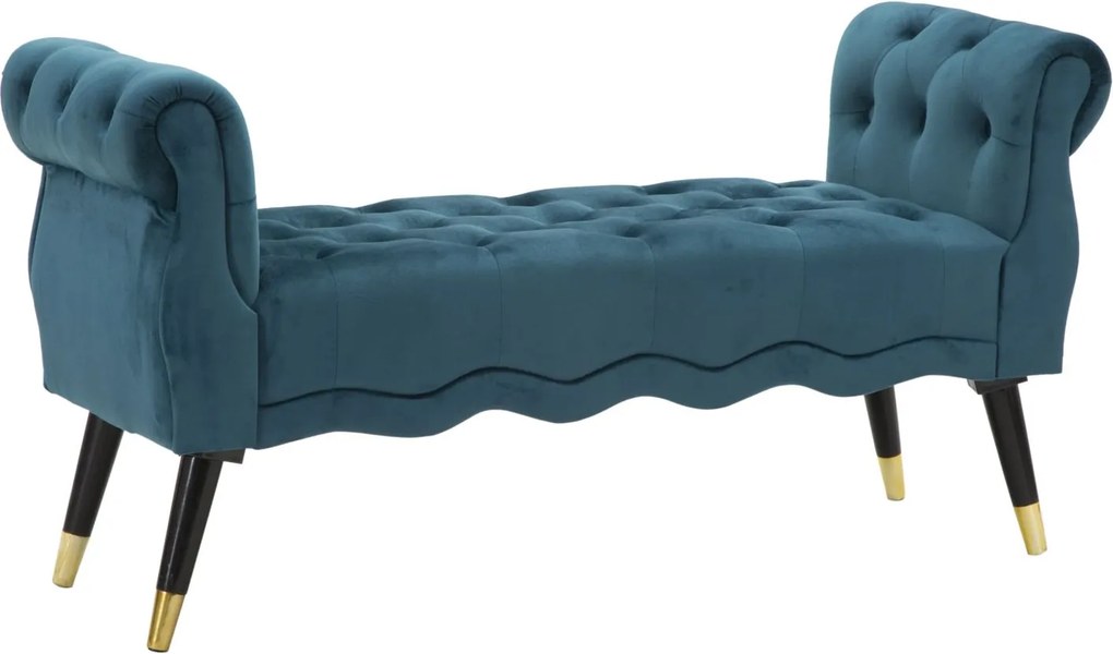 Lavice Paris 120 cm samet tyrkysová/zlatá