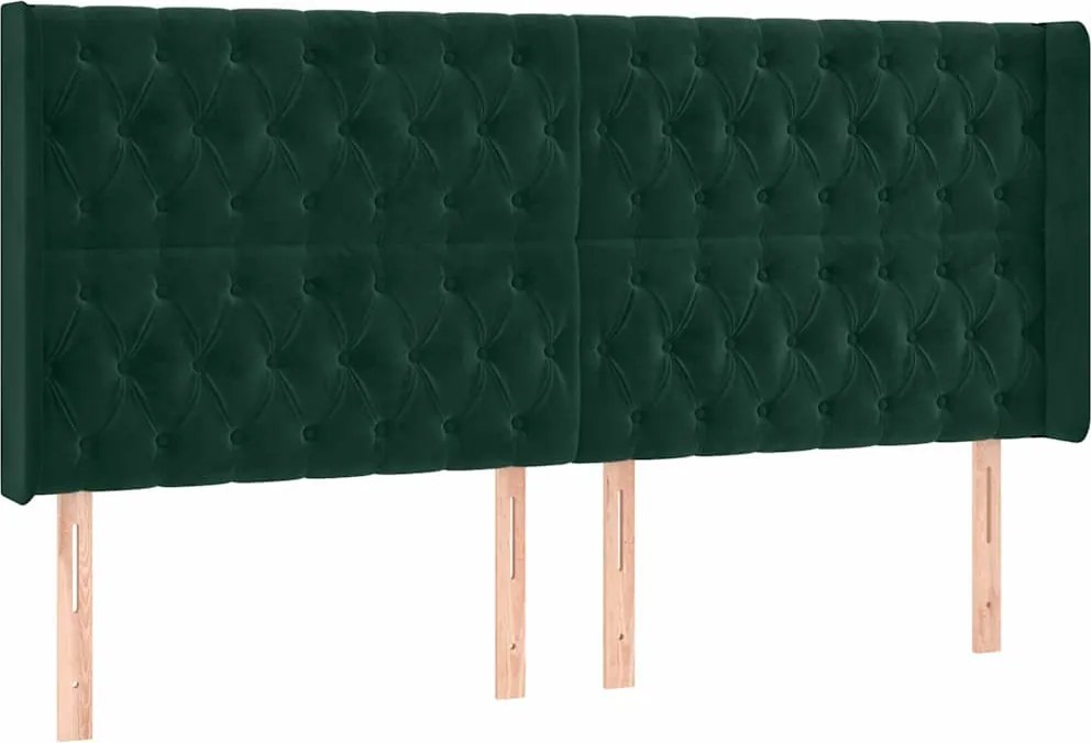 Box spring postel s matrací a LED tmavě zelená 200x200 cm samet 3139766