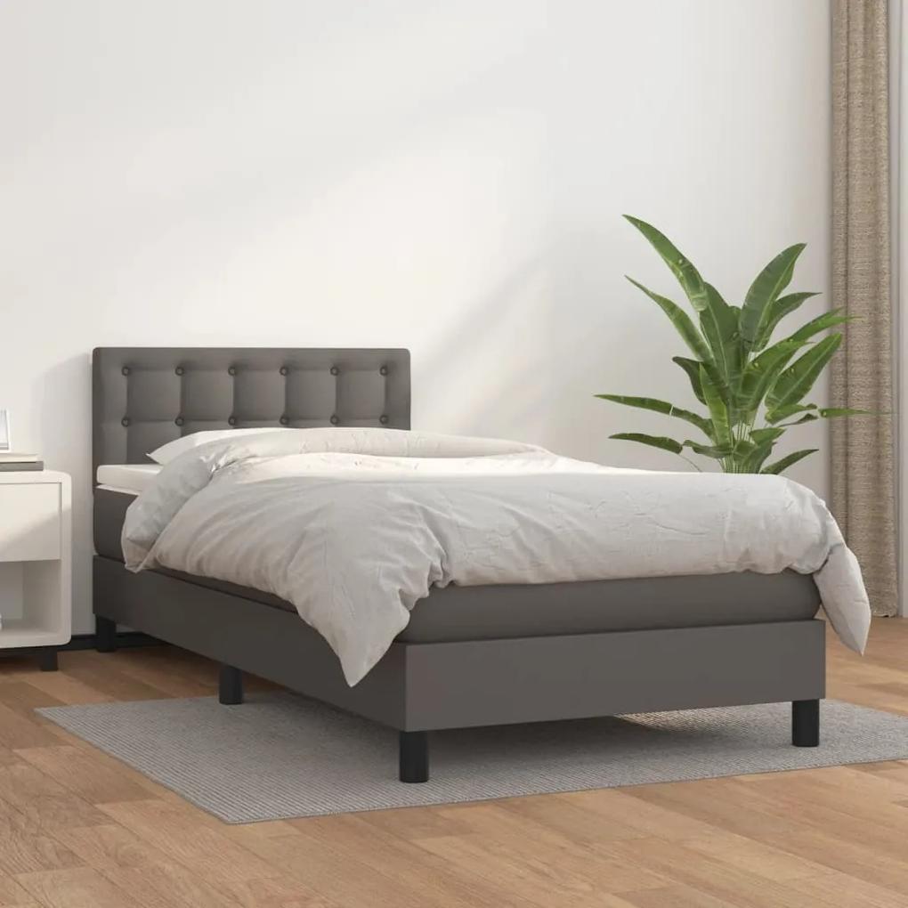 Box spring postel s matrací šedá 90x200 cm umělá kůže,  3141105