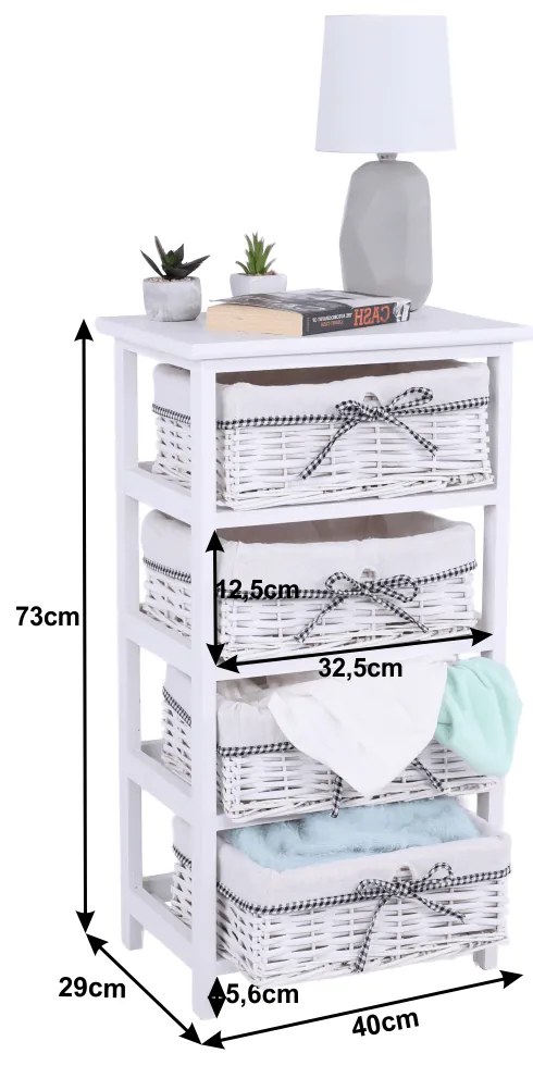Kondela Komoda, 4 zásuvková, starobílá, RUBY 4