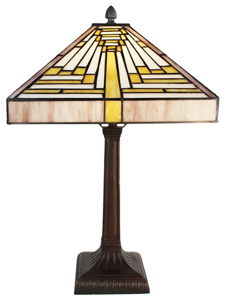 Pyramidová stolní lampa Tiffany - 31*31*48 cm E27/max 1*60W