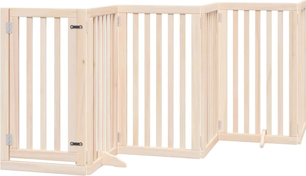 Zábrana pro psy s dvířky skládací 9 panelů 450 cm topol 3155644