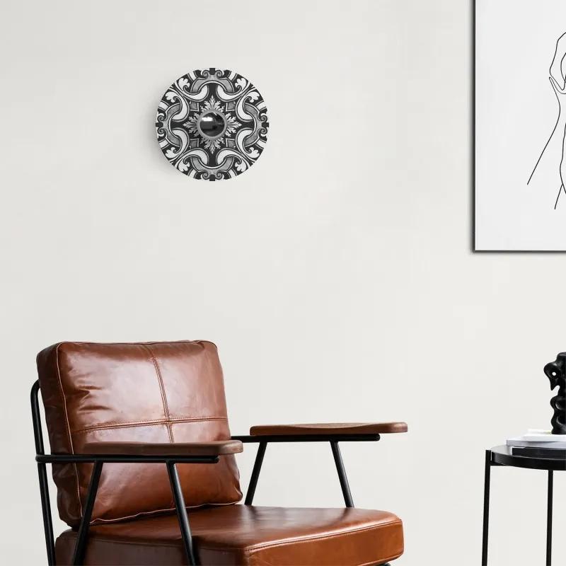 creative cables Mini ellepì 'Maioliche' ploché stínidlo pro závěsné i nástěnné lampy a světelné řetězy, ⌀ 24 cm Barva komponentu: Černobílá