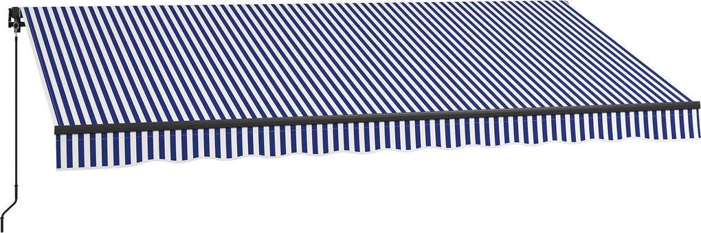 Skládací balkonová markýza Outsunny s ručním kličkou, 400 x 300 cm, UV30+ sluneční markýza s úhlem 45-85°, voděodolná markýza pro balkon, nástěnná úpr