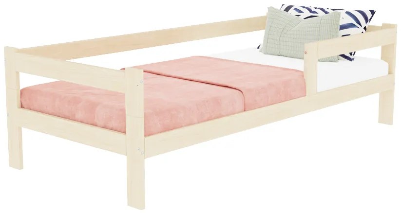 Benlemi Jednolůžková postel ze dřeva SAFE 5v1 se zábranou Zvolte barvu: Nelakovaná, Zvolte rozměr: 140x200 cm, Zvolte zábranu: S jednou zábranou