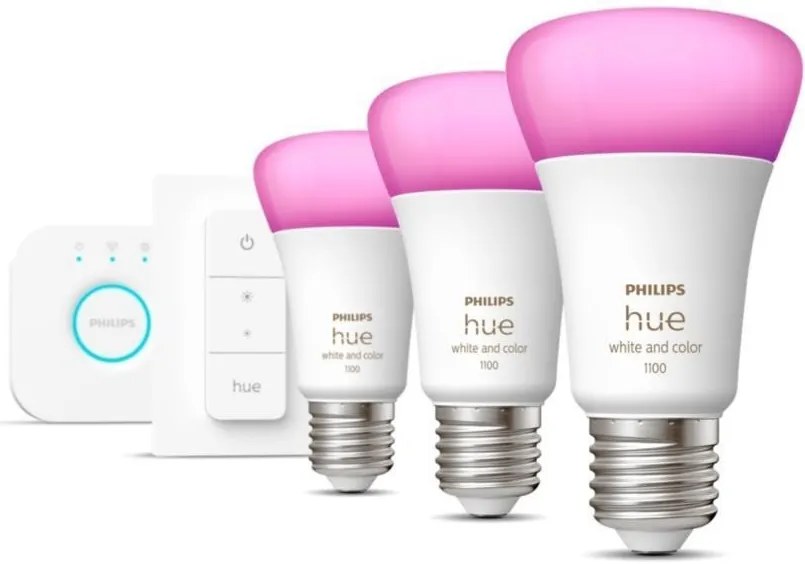 Led žárovka philips hue white and color ambiance 9w 1100 e27 starter kit