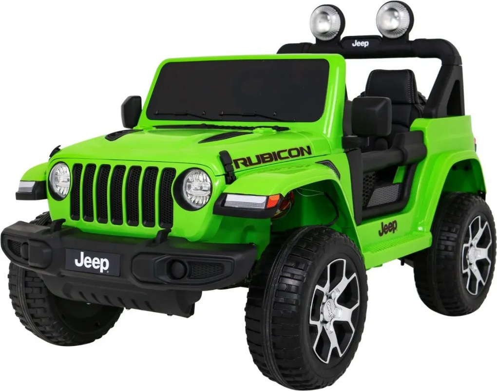 Ramiz Jeep Wrangler Rubicon elektrické auto pro děti zelené + dálkové ovládání + MP3 LED rádio + EVA kola