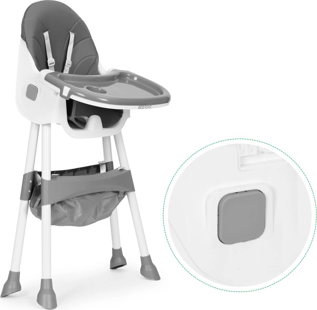 Dětská jídelní židlička BABY ECOTOYS šedá