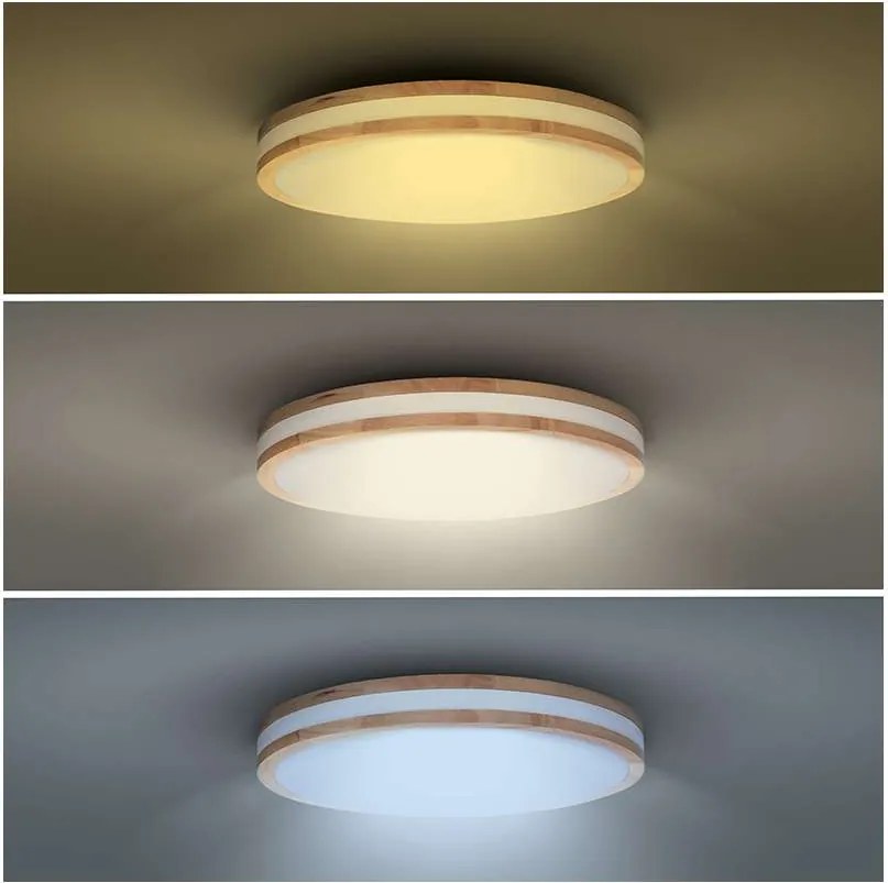 LED stropní světlo s dálkovým ovládáním Woody nastavitelné - průměr 50 cm, hnědá