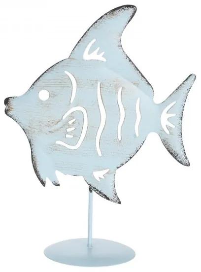 Ryba na podstavci - bílá 17x24 cm