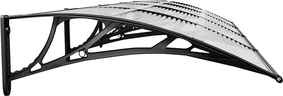 Vchodová stříška černá a průhledná 350 x 75 cm polykarbonát 153591