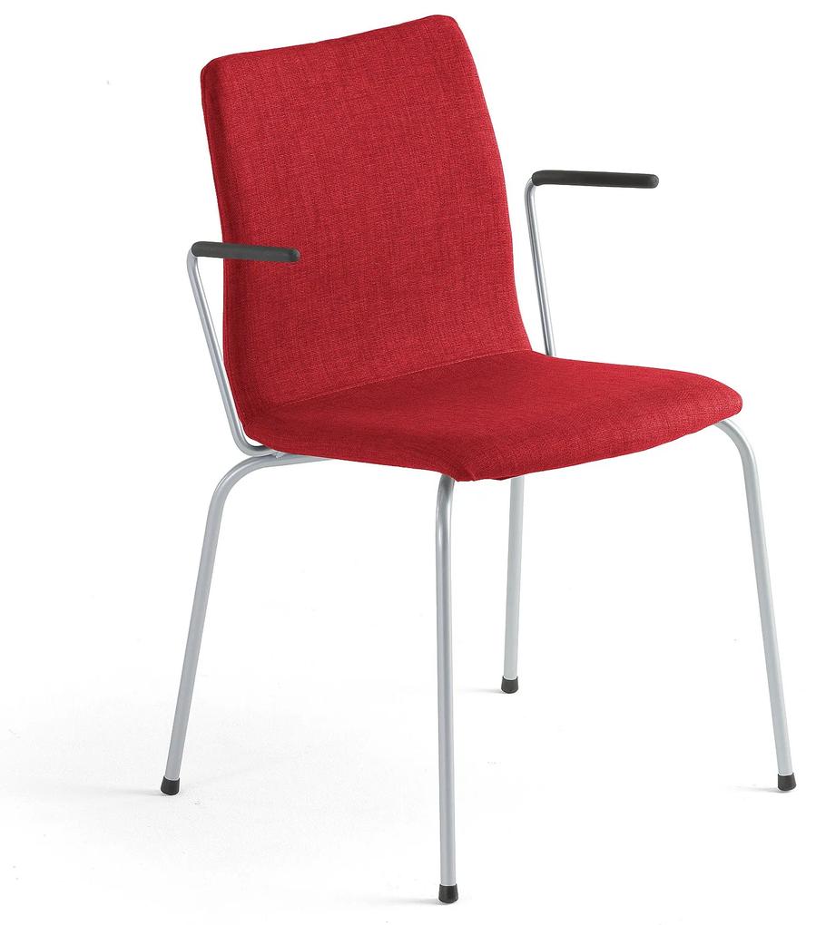 AJ Produkty Konferenční židle OTTAWA, s područkami, červený potah, šedá