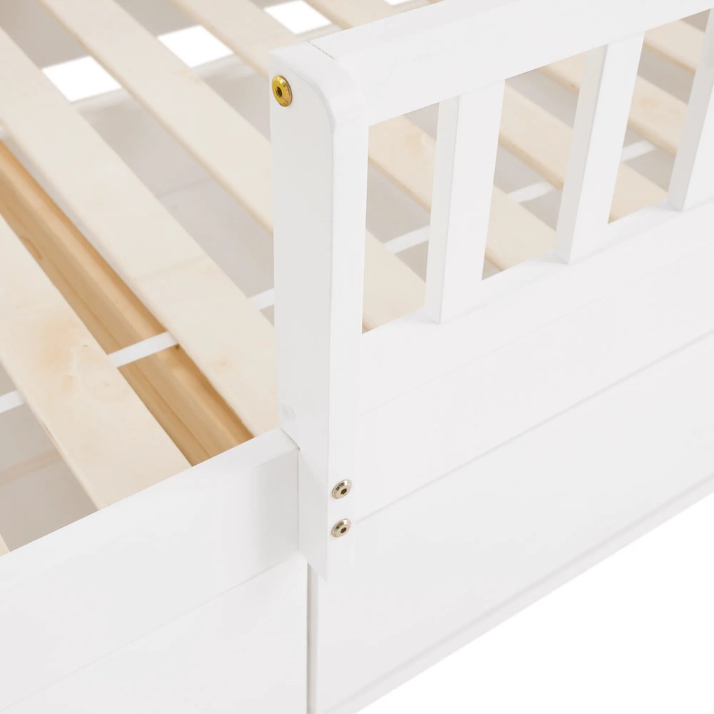 Montessori postel, 90x200, bílá, masiv, BIANKA