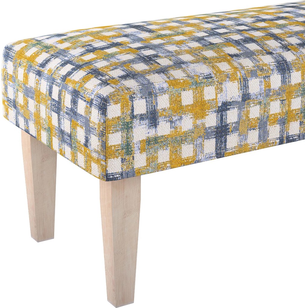 Dlouhá lavička 100x40cm barva modrá látka pletený vzor, vzorované