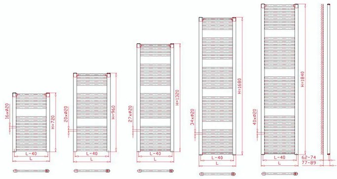 A-Interiéry Koupelnový radiátor Eco EC 60168 / bílá RAL 9016 (168x60 cm) - eco_ec60168