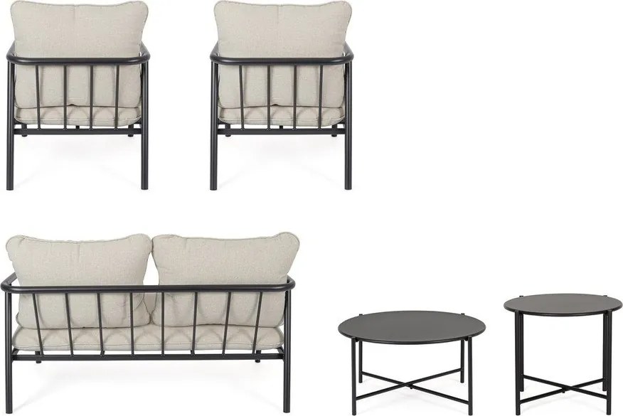 Béžový ocelový zahradní lounge set pro 4 Ostuni – Bizzotto
