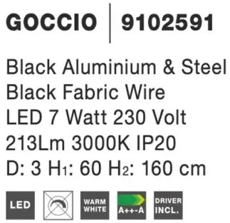 LED lustr Goccio černá