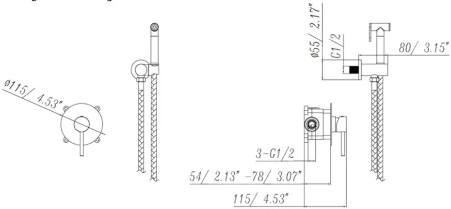 BESCO Set s bidetovou sprškou VEO černá BABBVZCZ