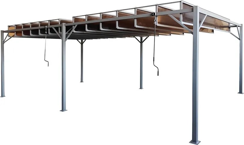Antracitová pergola Paros 3x6 m s moskytiérou a závěsy Garden Point