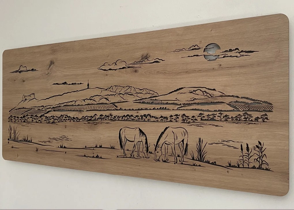 Li-Go "Pálava" světelný obraz s baterií 120x50cm varianta ovládání: manuál/pohybové čidlo, provedení povrchu: oliva