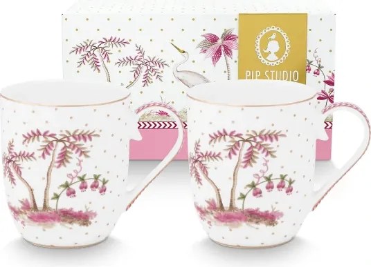 Pip Studio Jolie Dots Gold sada 2 ks hrnečků 180ml, růžová (2 hrnečky v dárkové krabičce z tenkostěnného porcelánu)