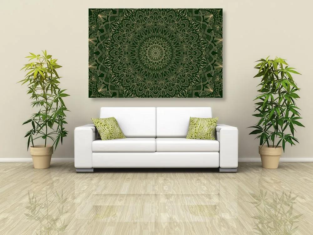 Obraz detailní ozdobná Mandala v zelené barvě Varianta: 60x40