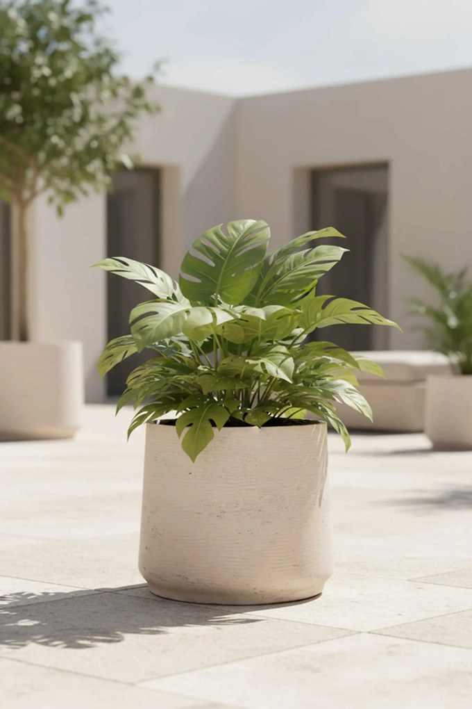 Květináč TROPICO, sklolaminát, výška 38 cm, béžová