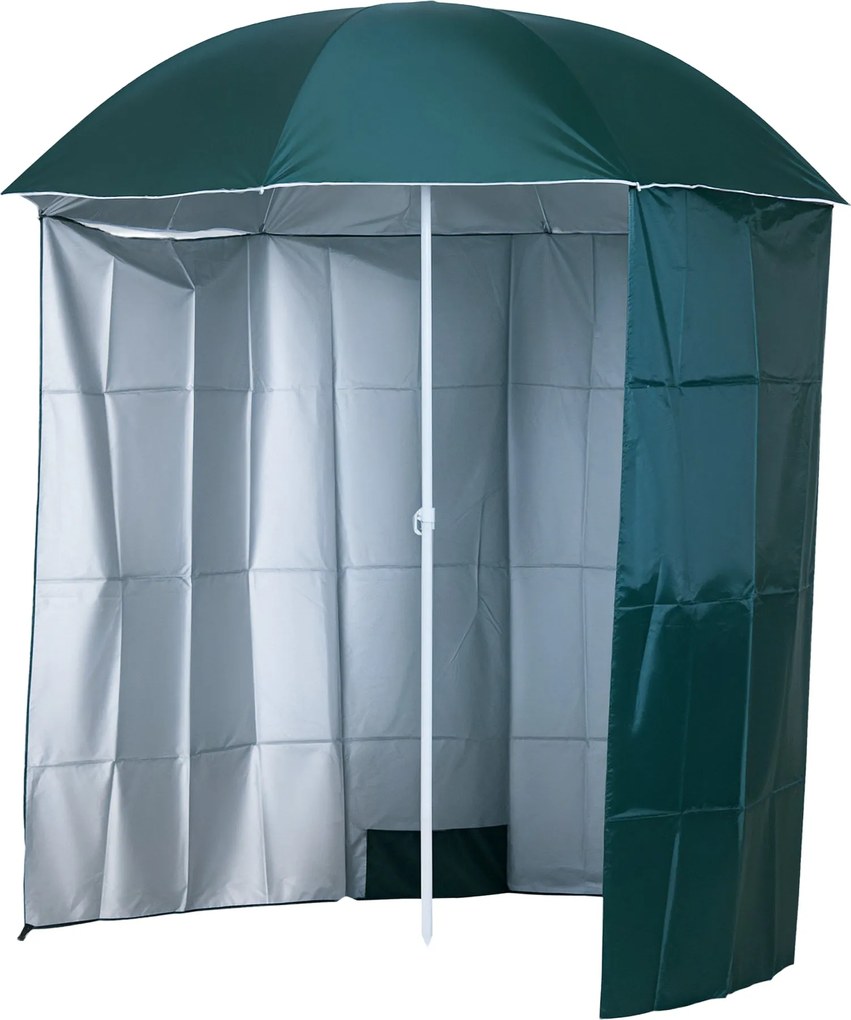 Slunečník Outsunny s boční stěnou pro pláž, ochrana před sluncem, polyester, tmavě zelený, 2,2 x H2,2m | Aosom