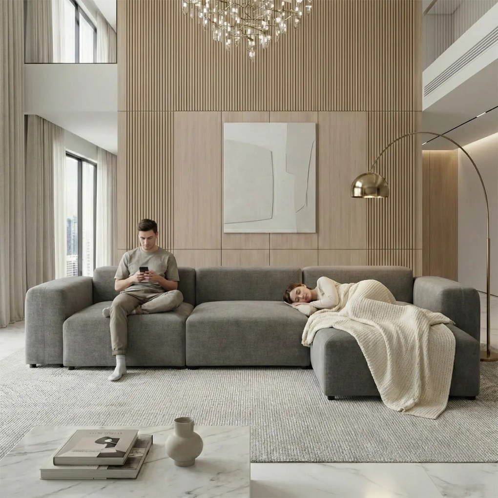 Rohová modulární sedací souprava do L MODINI, 330 cm Barva látky Moly: Hořčicová (Moly 46)