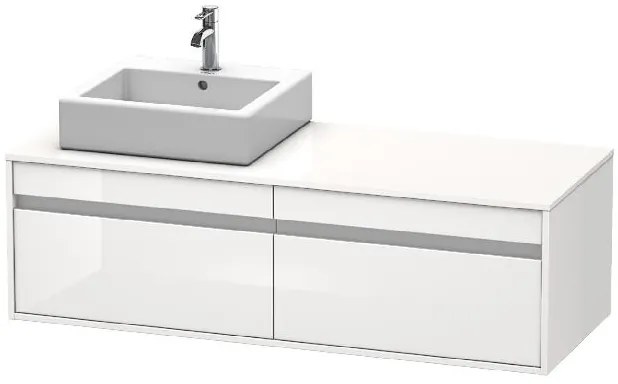Duravit Ketho - Umyvadlová skříňka 43x140x55 cm, levá, 2 zásuvky, lesklá bílá KT6697L2222
