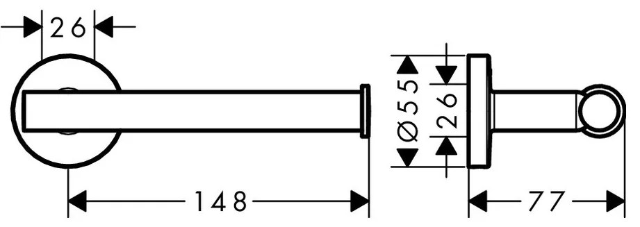 Hansgrohe Logis Univerzal, držák na toaletní papír bez krytu, chromová, 41726000