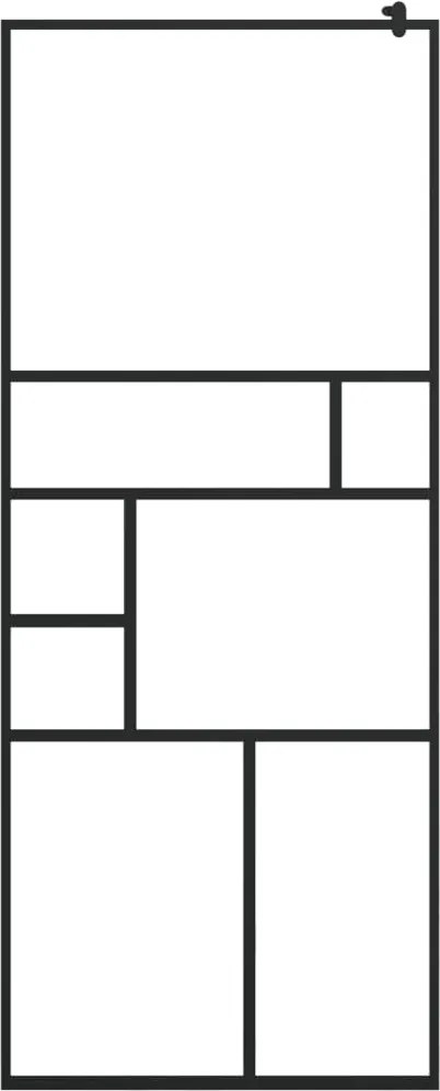Zástěna do průchozí sprchy s policí černá 80x195 cm ESG/hliník 3185449