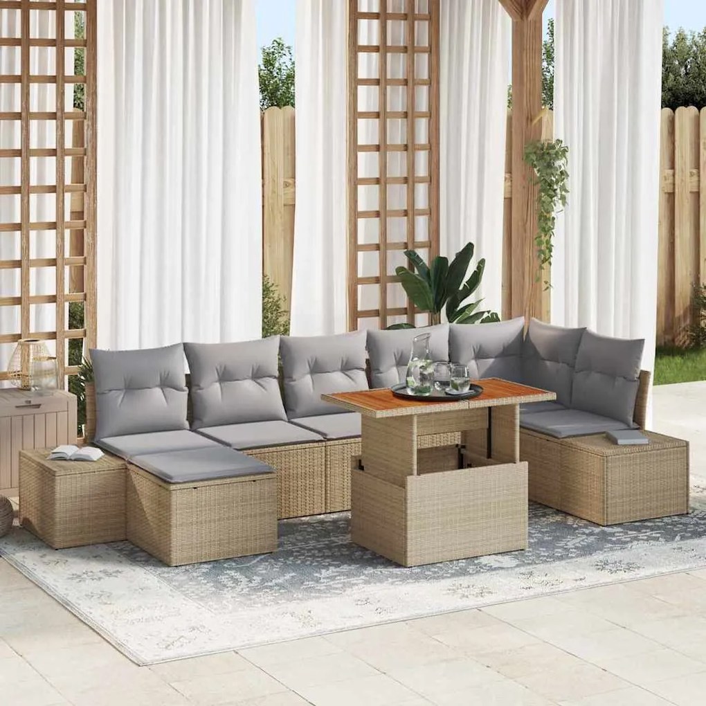 Sada zahradních pohovek 8 ks Beige a šedá 3349993