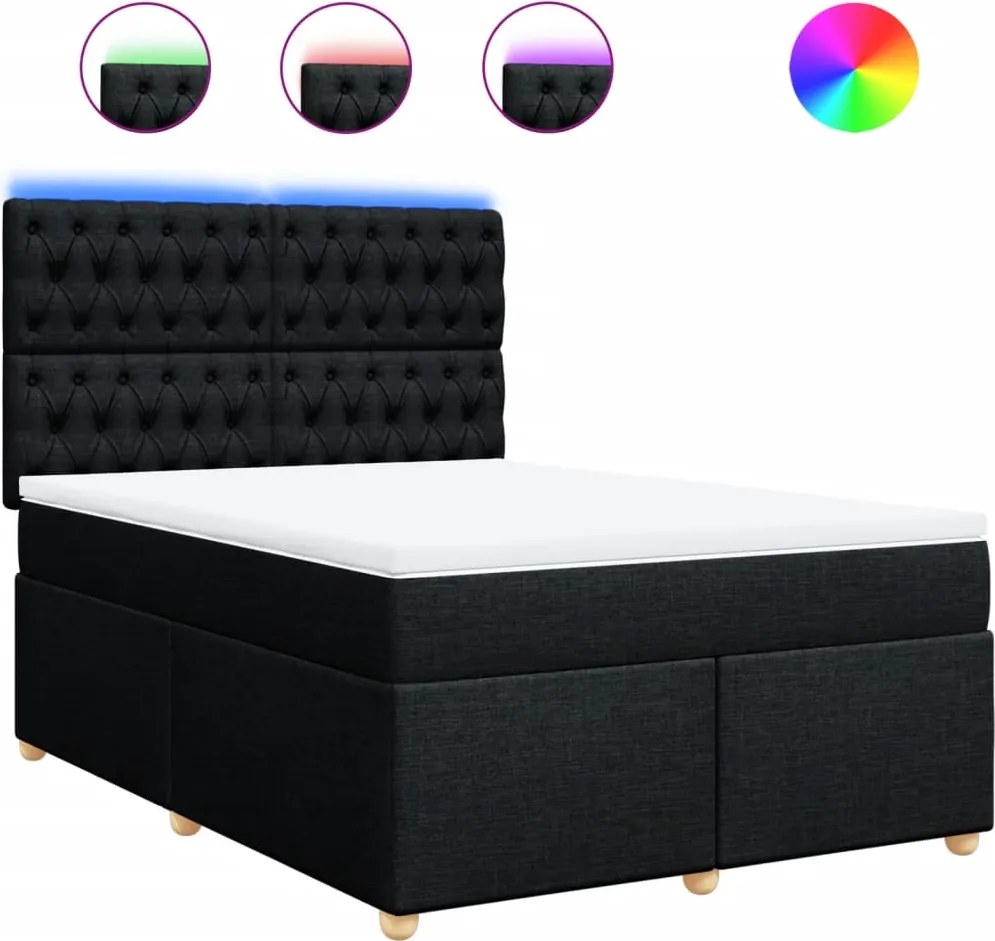 Box spring postel s matrací černá 140x200 cm textil 3293612