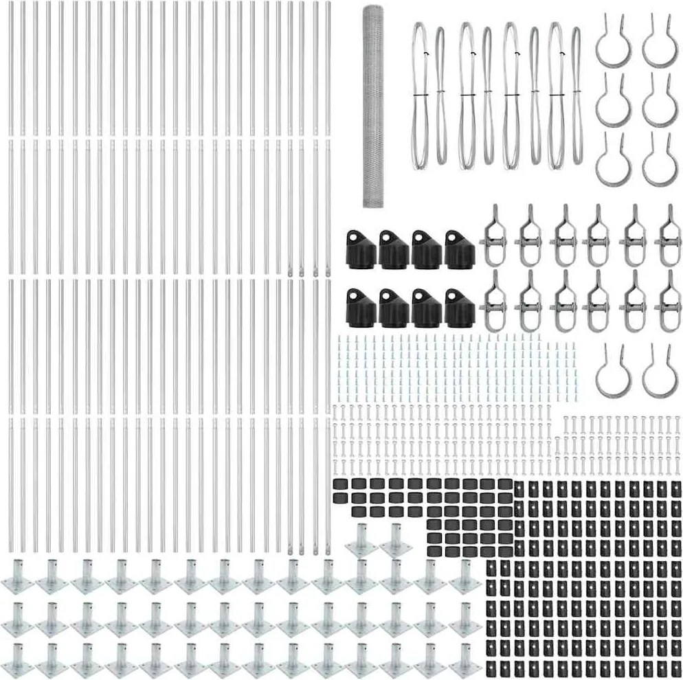 Hexagonální plot s betonovým základem 100 x 1,4 m Stříbrná 3353877
