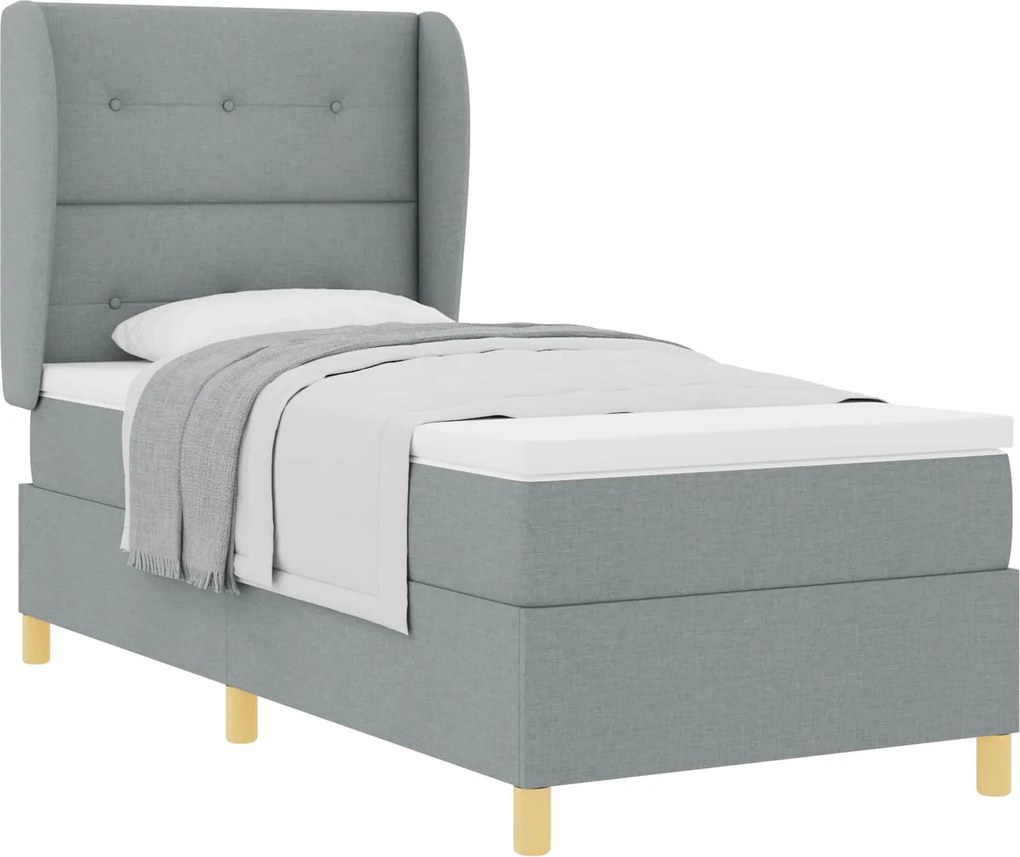 Postel s boxspringem s čelo Světle šedá 200 x 80 cm textil 3340718