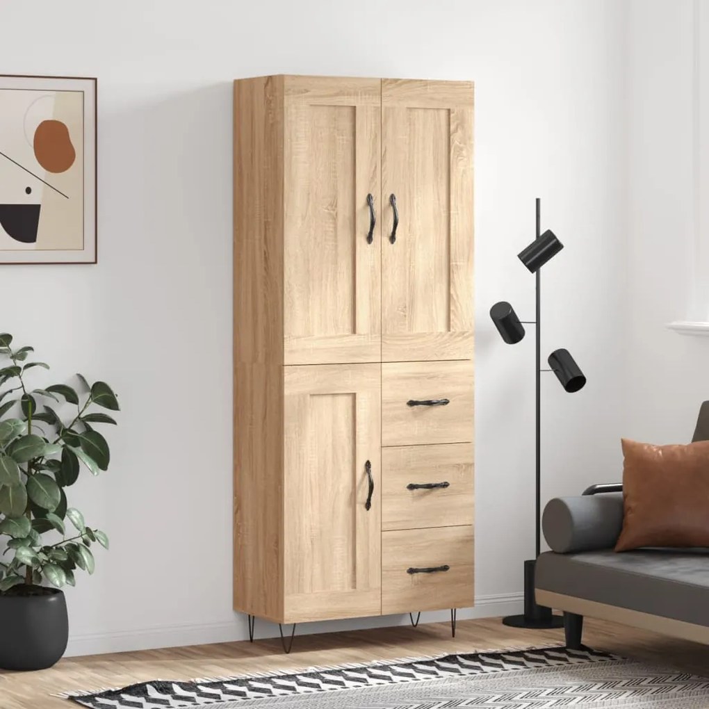 Skříň highboard dub sonoma 69,5 x 34 x 180 cm kompozitní dřevo