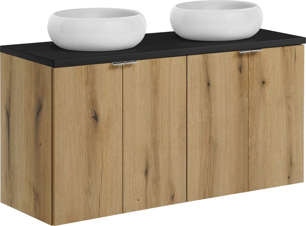 Comad Koupelnová skříňka s deskovými umyvadly set Nova Oak 120 dub coast evoke/černá