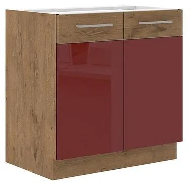 Spodní kuchyňská skříňka Woodline 80 D 2F BB, Barva: dąb lancelot / dark wood