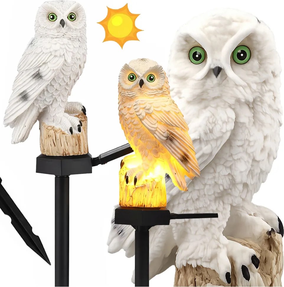 Verk Group SOLÁRNÍ LED LAMPY SOWA ZAHRADNÍ VELKÁ LAMPY ZAHRADNÍ DEKORACE