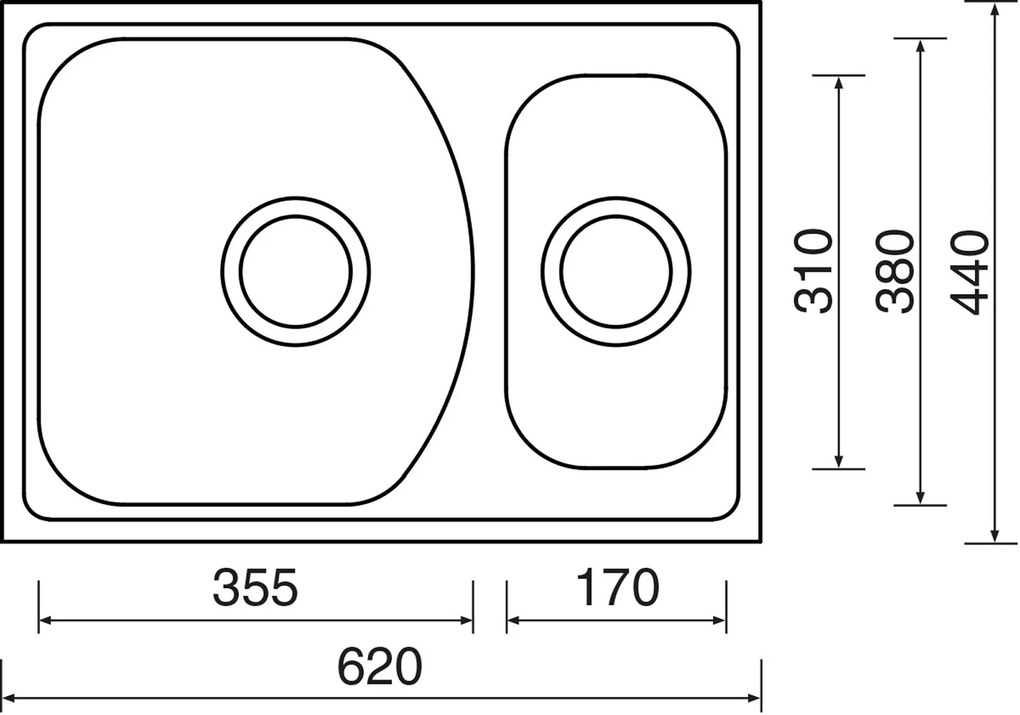Nerezový dřez Sinks TWIN 620.1 V 0,6mm matný