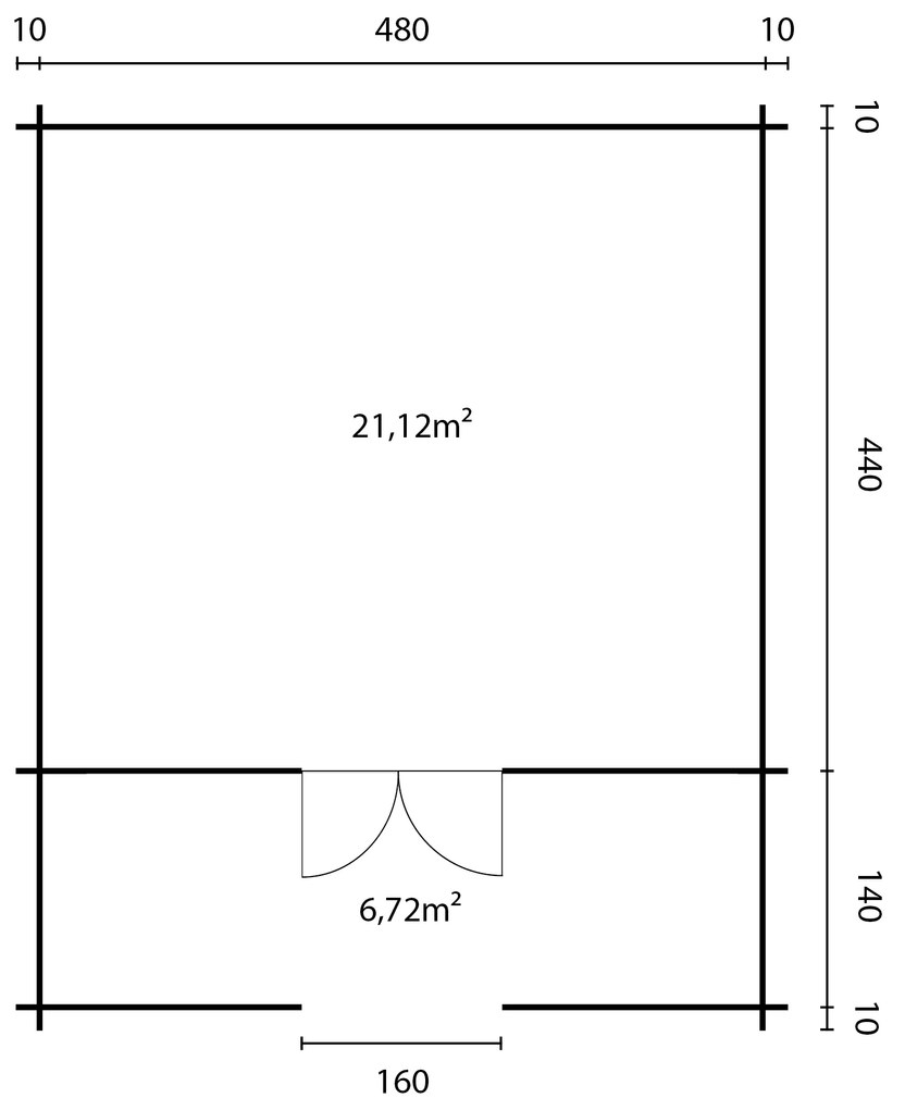 Domek Tobias 500x600cm, 1,4m terasa, 45mm