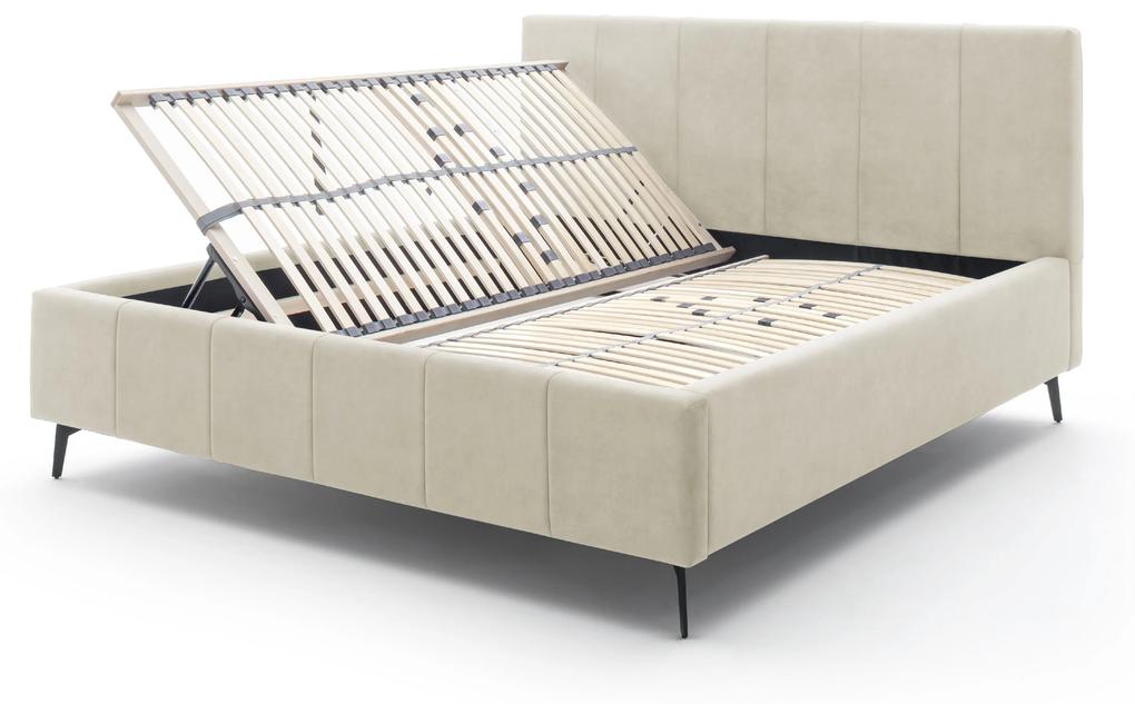 Čalouněná postel LEJSAN 180x200 s úložným prostorem, béžová