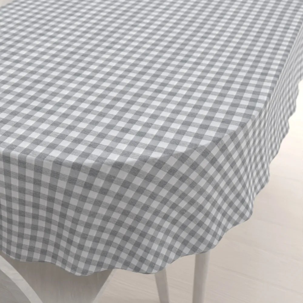 Biante Dekorační oválný ubrus Rebeka RE-019 Šedo-bílá kostka střední 50x100 cm